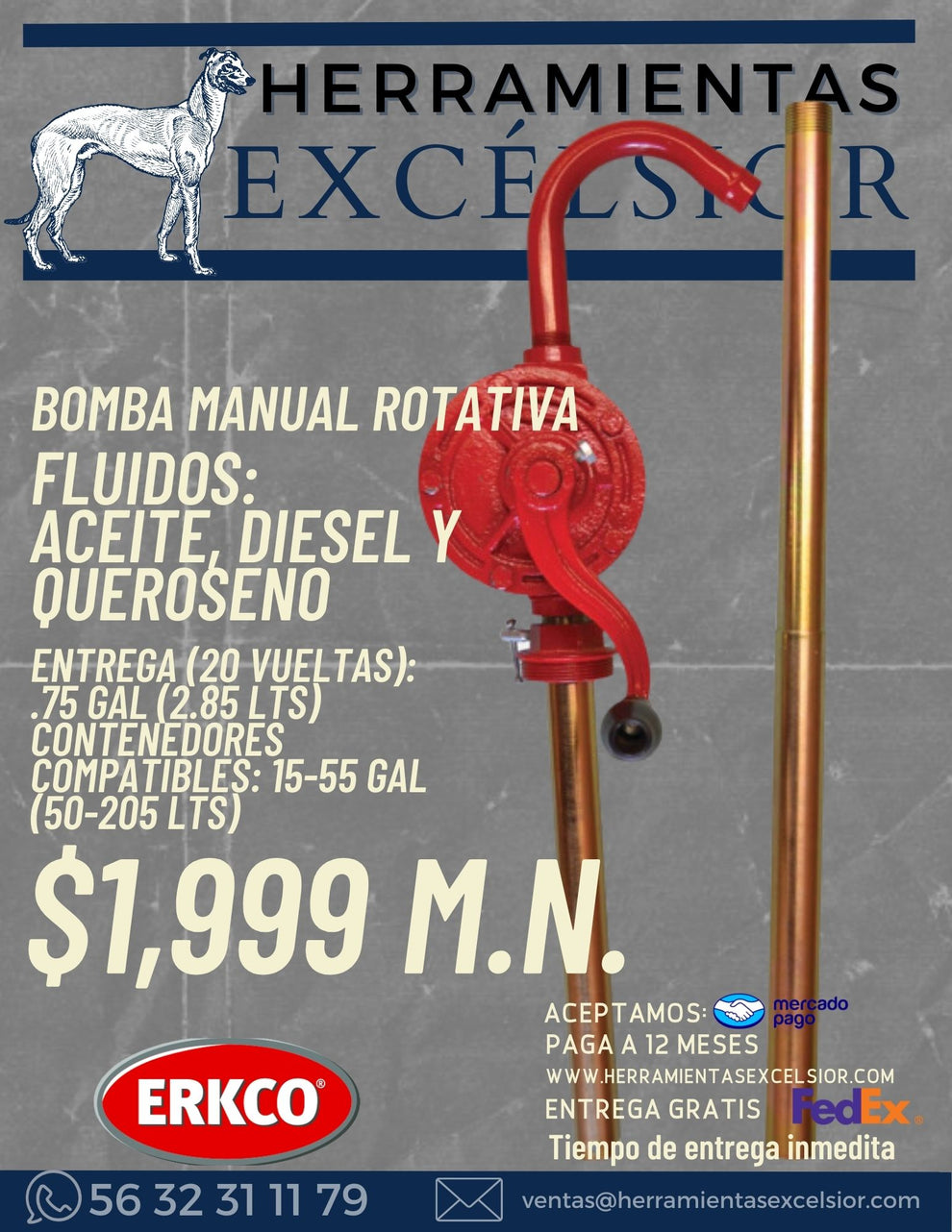 Bomba manual rotativa para aceite, diesel y queroseno. – Herramientas ...